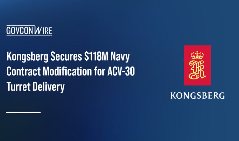 Kongsberg Defence & Aerospace logo. Kongsberg secured a $118 million Navy contract for ACV-30 turret delivery.